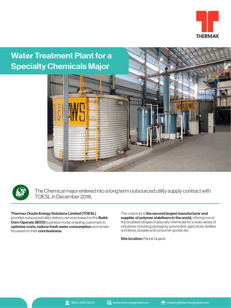 TOESL DM Water Supply To Chemical Industry | PDF | Boiler | Water
