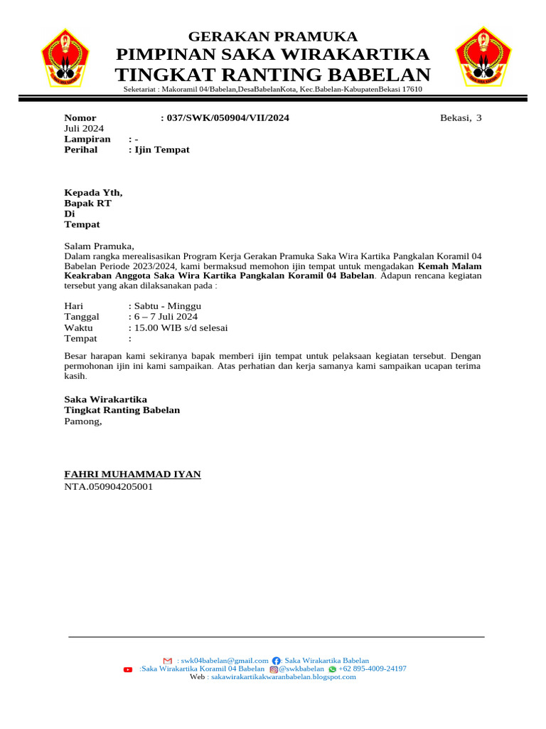 Surat Ijin Tempat | PDF