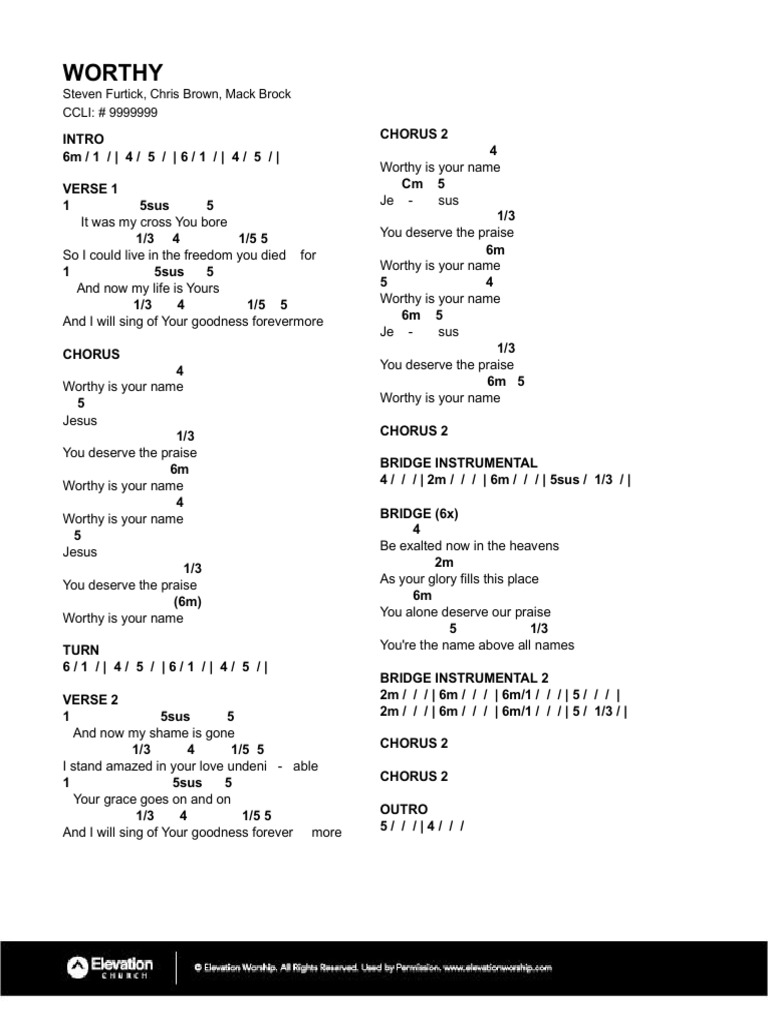 Worthy_Number Chart | PDF | Song Structure | Songs