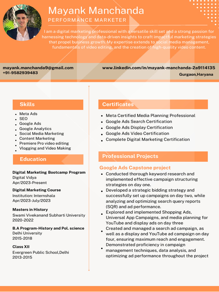Mayank Resume | PDF | Digital Marketing | Popular Culture & Media Studies