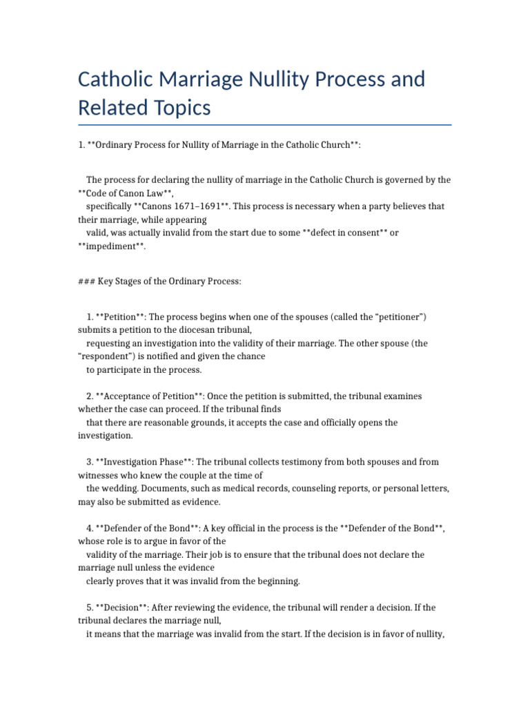 Catholic Marriage Nullity Process | PDF | Annulment | Separation Of Powers