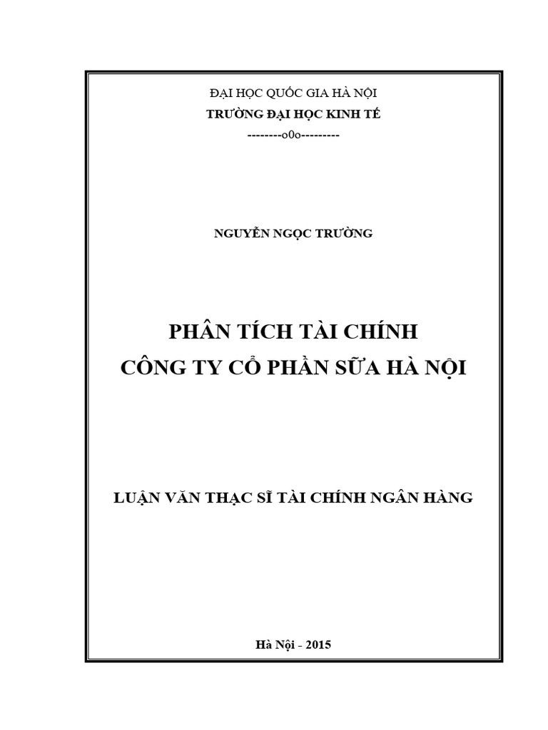 Phan Tich Tai Chinh Cong Ty Co Phan Sua Ha Noi542 | PDF