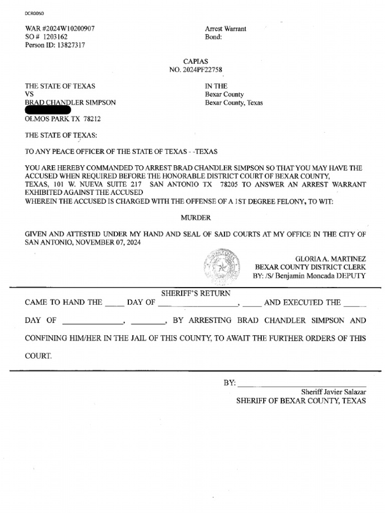 Brad Simpson Warrant Redacted | PDF