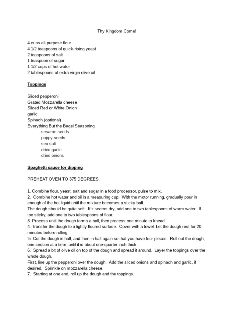 Stromboli Recipe | PDF | Cooking, Food & Wine | Wellness