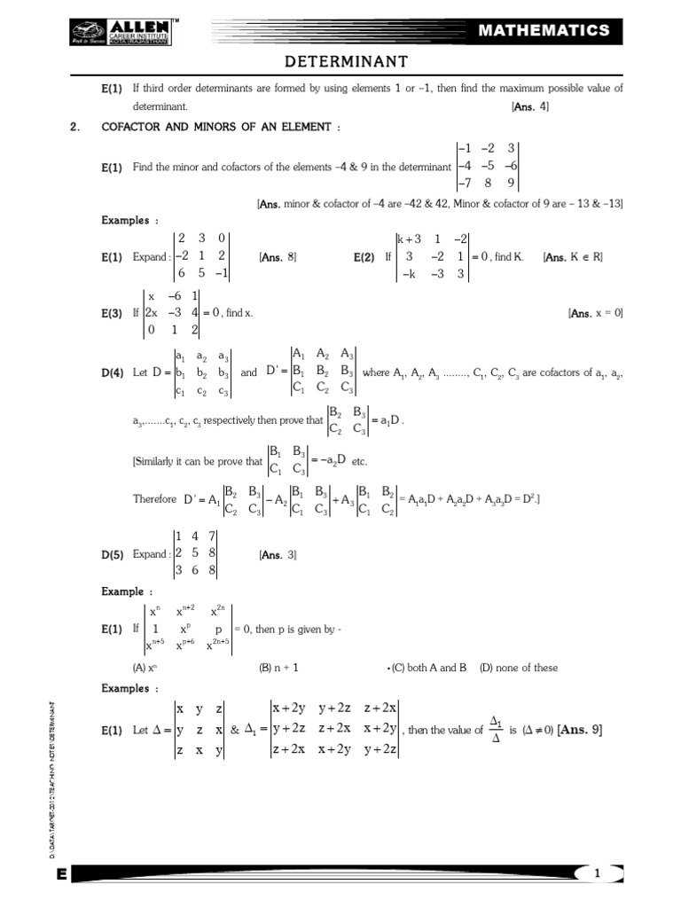 Determinant (3) | PDF | Mathematical Concepts | Abstract Algebra