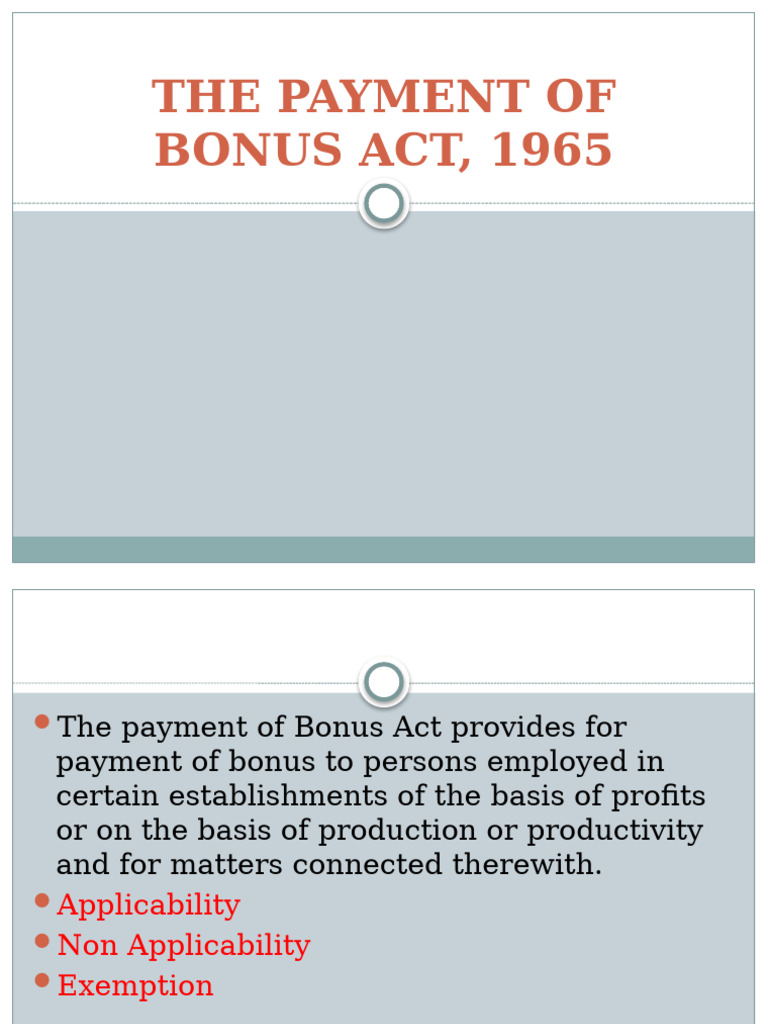 Payment of Bonus Act | PDF | Employment | Salary