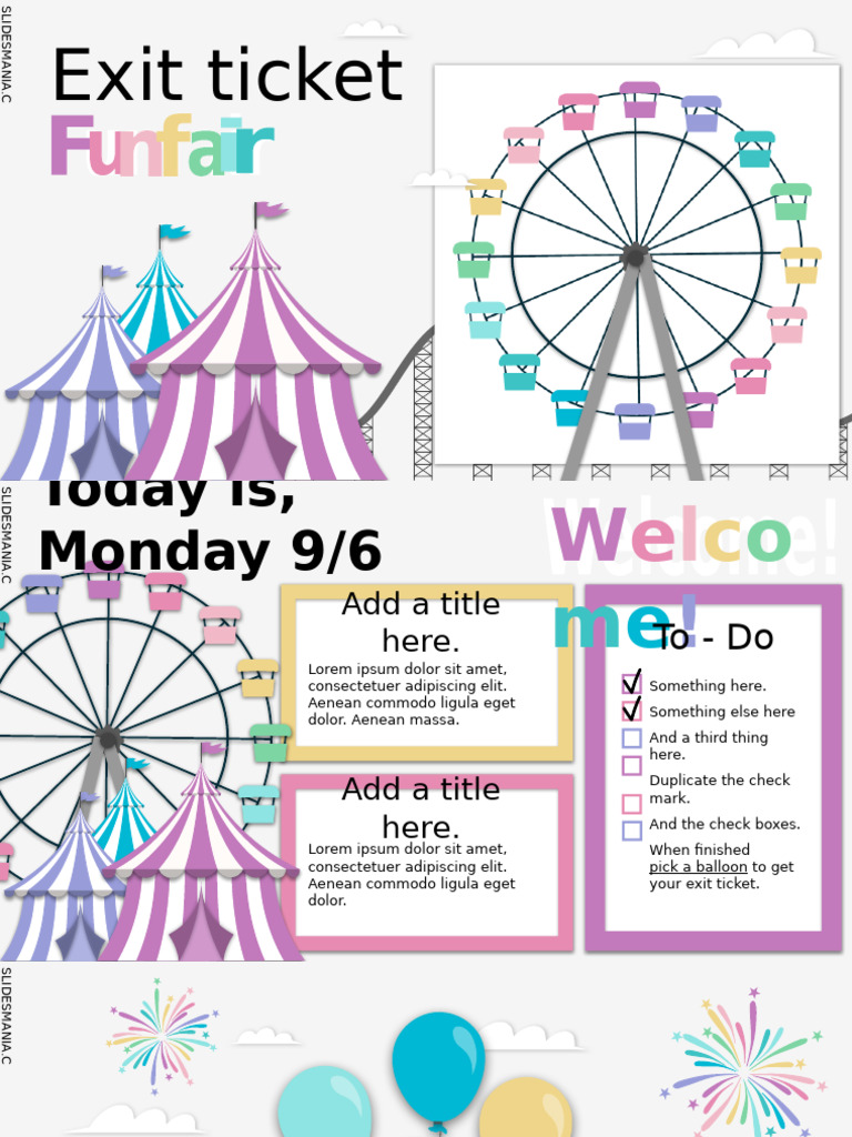 Exit Ticket Funfair SlidesMania | PDF