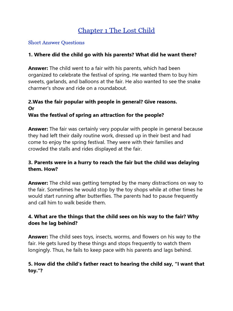 Chapter 1 The Lost Child | PDF