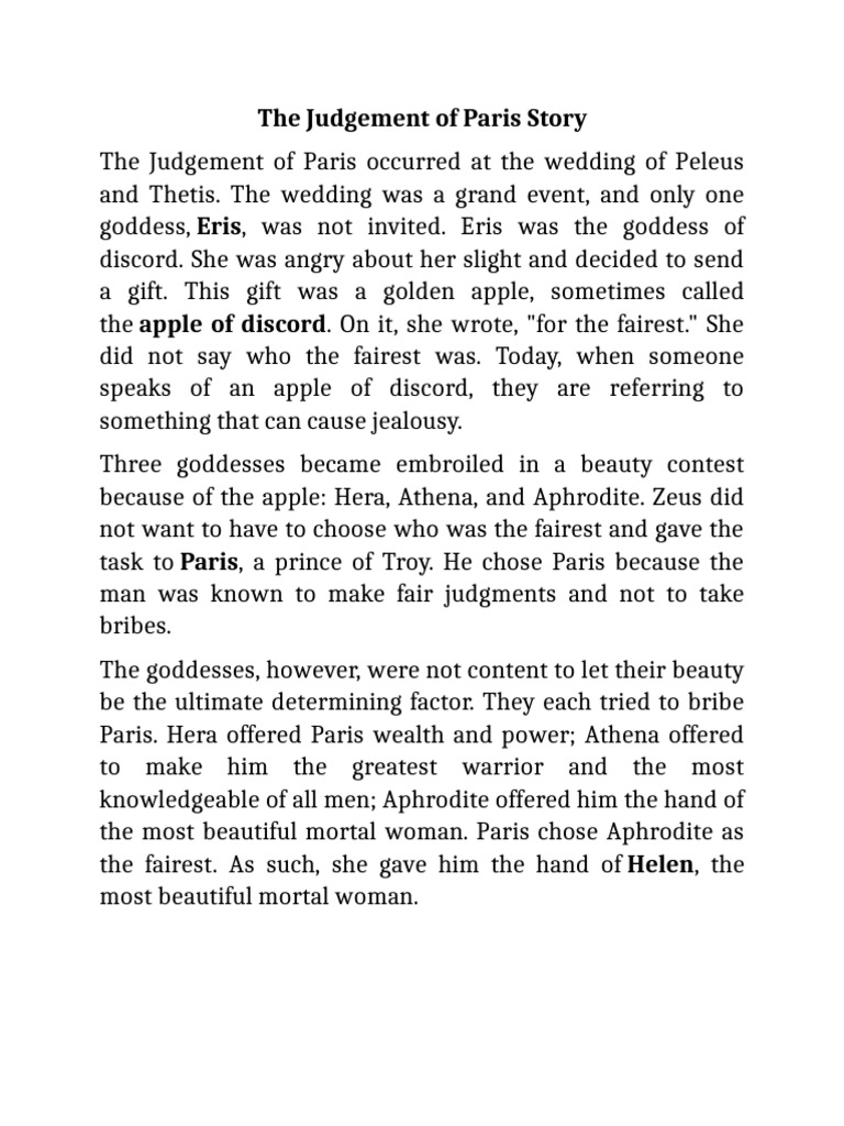 The Judgement of Paris Explained | PDF | Poetry | Classics