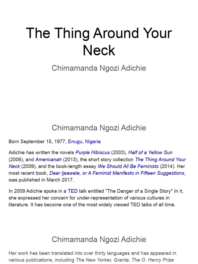 Adichie Introduction | PDF | General Fiction