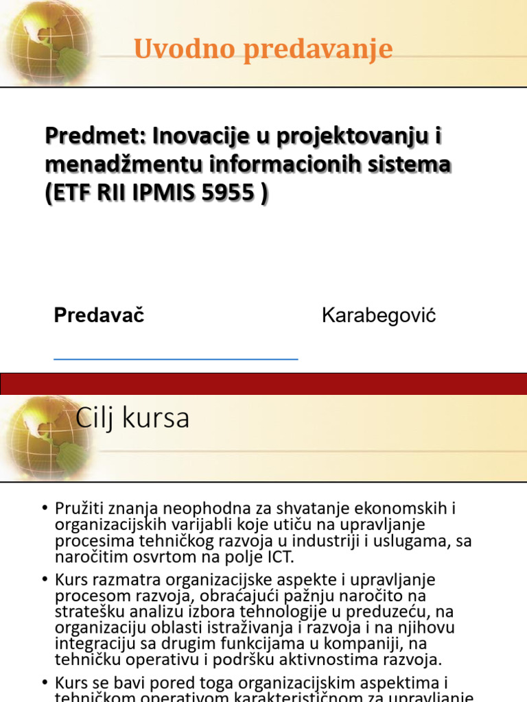 01 Uvodno Predavanje | PDF