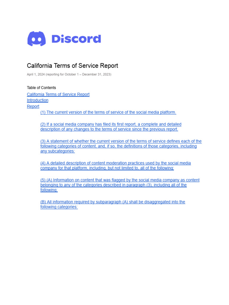 2024.04.01 Discord 23Q4 CA TOS Report | PDF | Hate Speech | Violence