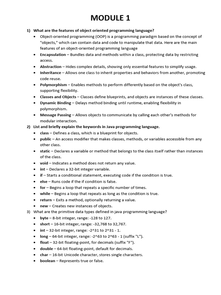 JAVA_QB_M1_M2 | PDF | Method (Computer Programming) | Programming JAVA_QB_M1_M2 | PDF | Method (Computer Programming) | Programming