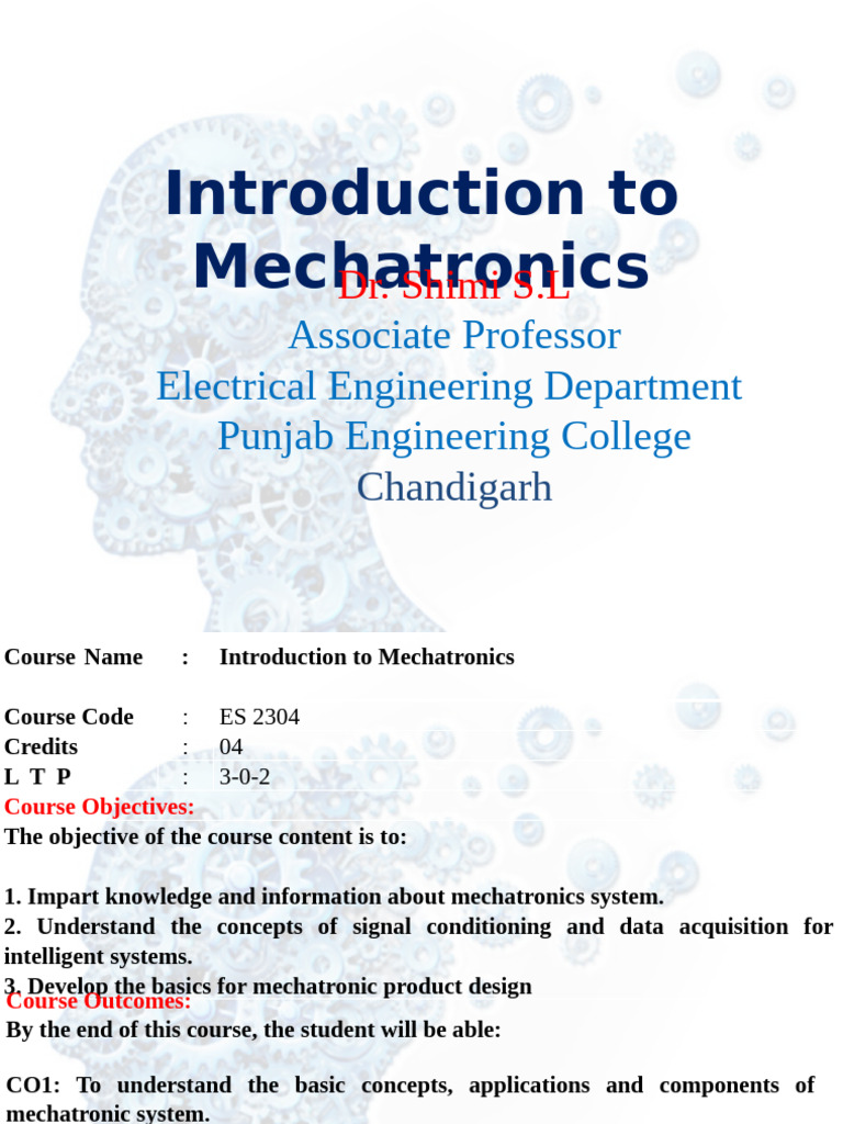Introduction to Mechatronics Course Overview | PDF | Feedback | Electrical Network