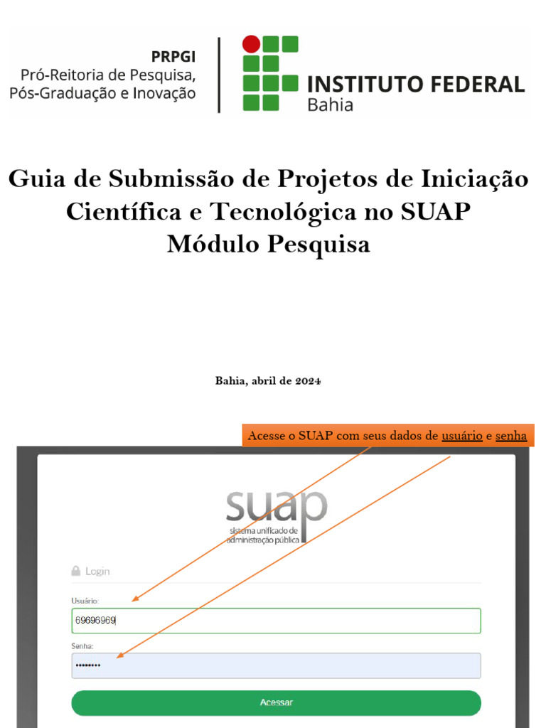 Submissão de Projetos no SUAP: Guia Prático | PDF