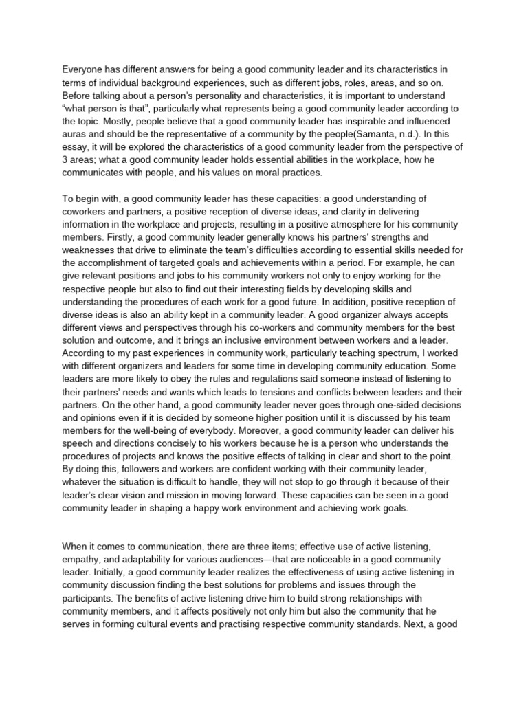 Qualities of Effective Community Leaders | PDF | Community | Justice