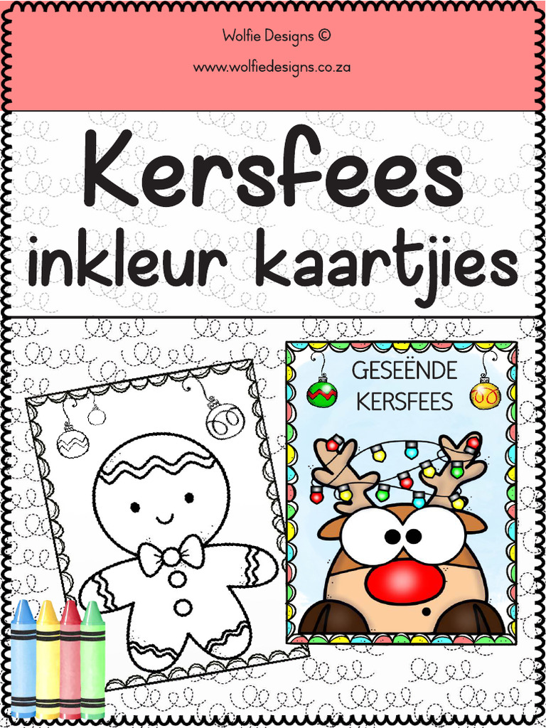 Kersfees Inkleur Kaartjies - Wolfie Designs | PDF