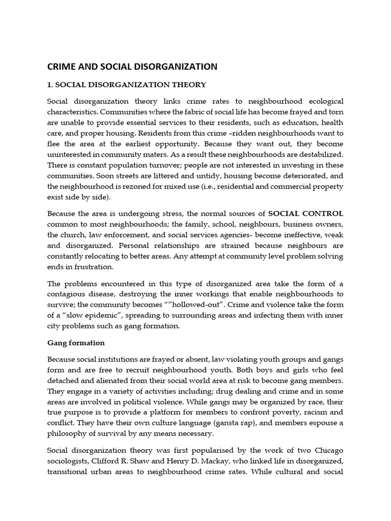 Crime and Social Disorganization | PDF | Criminology | Crimes
