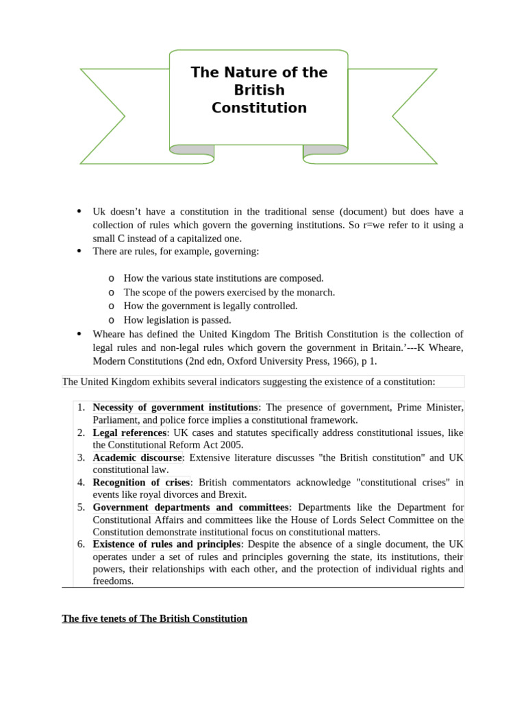 CAL-The Nature of The British Constitution | PDF | Constitution | Constitution Of The United Kingdom