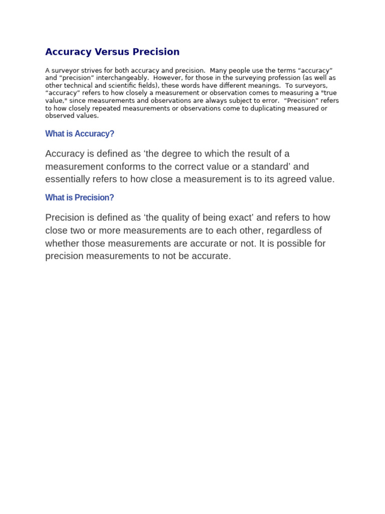 Accuracy Versus Precision | PDF | Computers