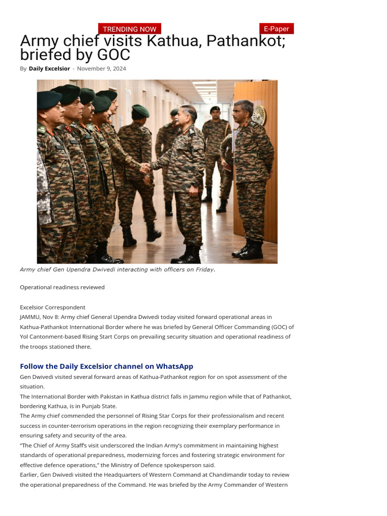Army Chief Reviews Operational Readiness | PDF | National Security ...