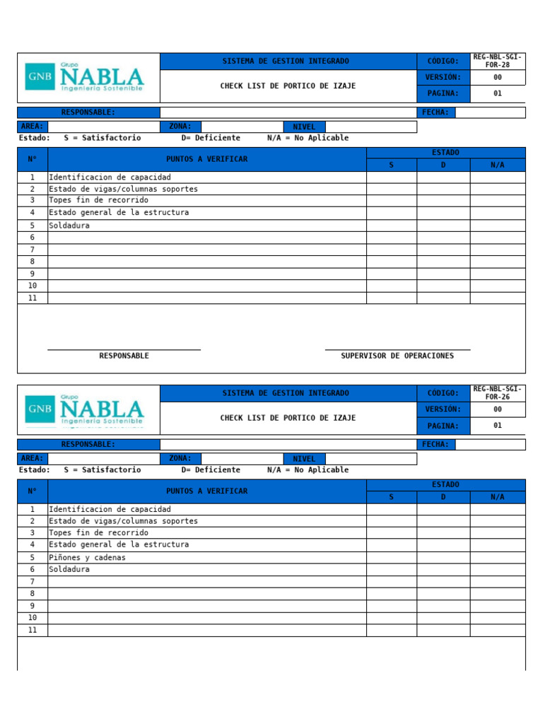 Checklist de Pórtico de Izaje | PDF | Informática | Software