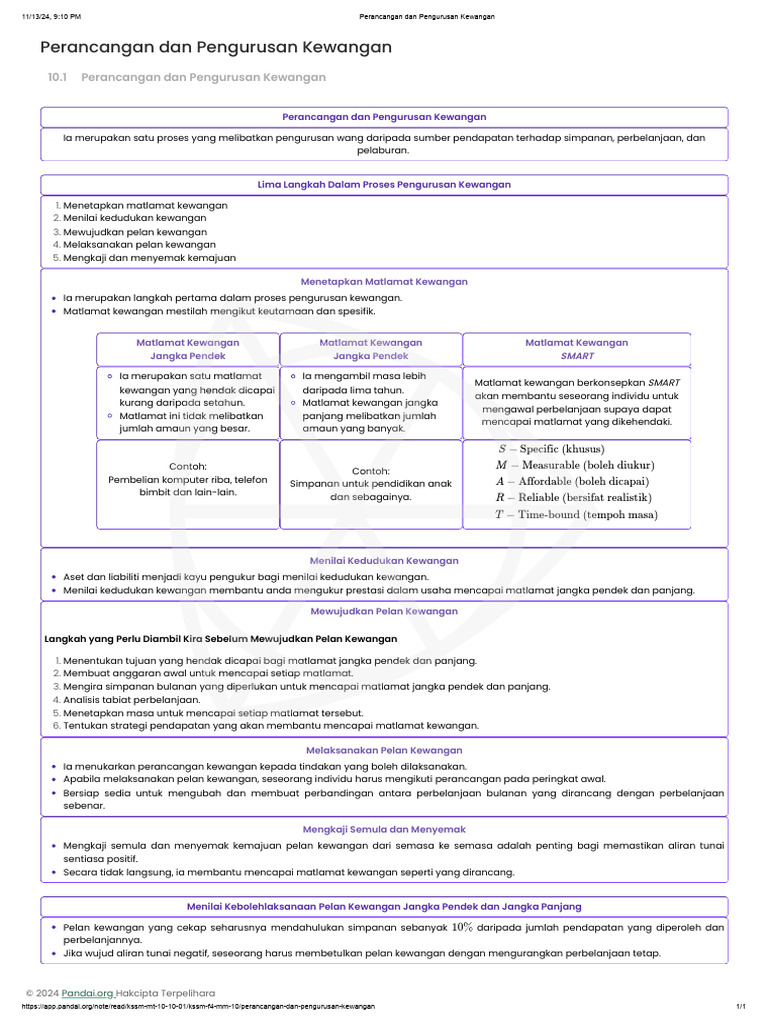 Perancangan Dan Pengurusan Kewangan | PDF