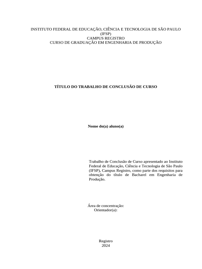 Arquivo Modelo Do TCC-1 | PDF | Diploma de bacharel