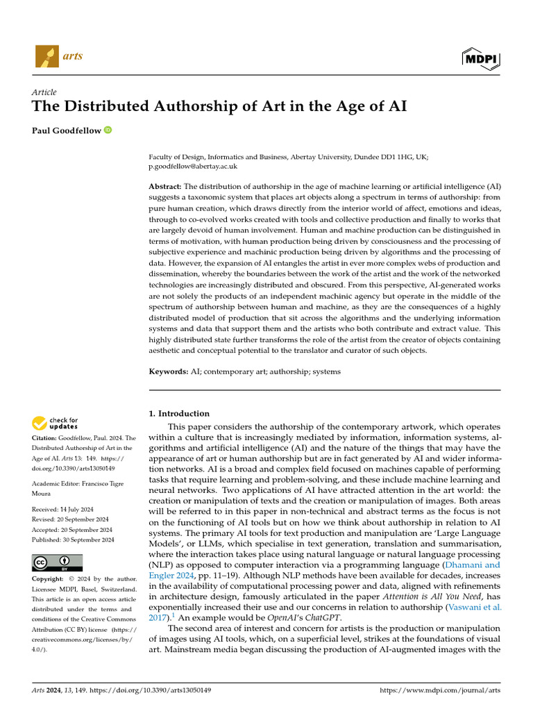 The Distributed Authorship of Art in The Age of AI | PDF | Artificial ...