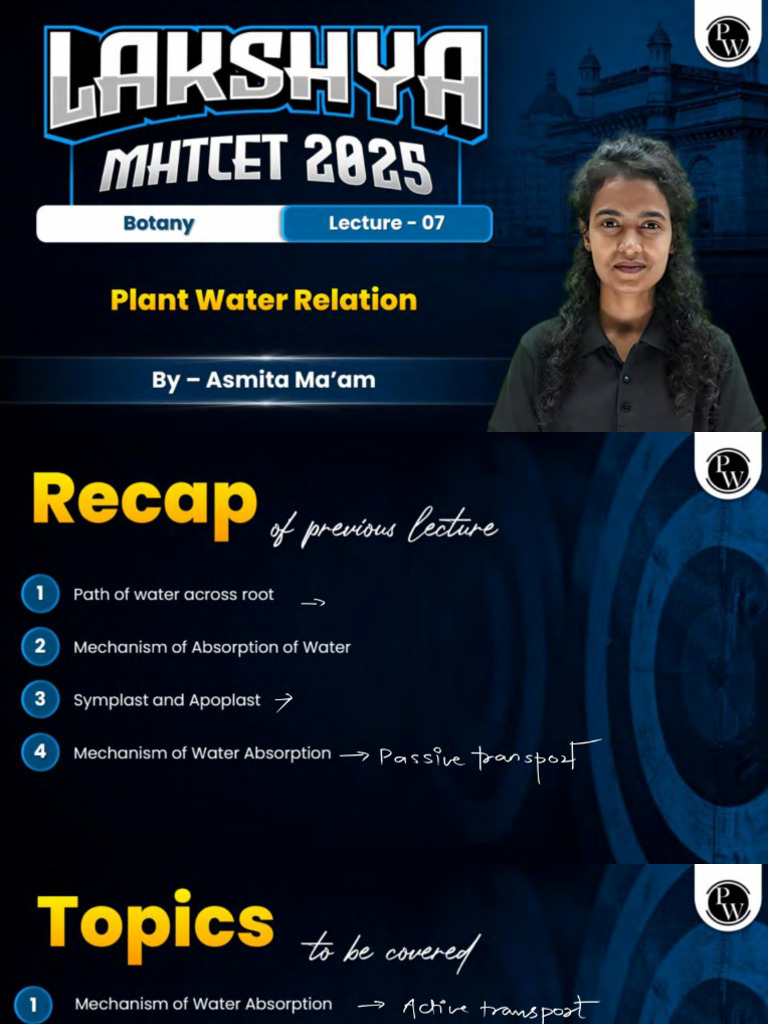 Plant Water Relation 07 Class Notes Lakshya | PDF