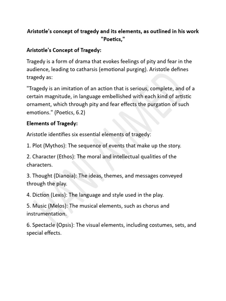 Aristotle Concept of Tragedy and Elements of Tragedy | PDF | Classics ...