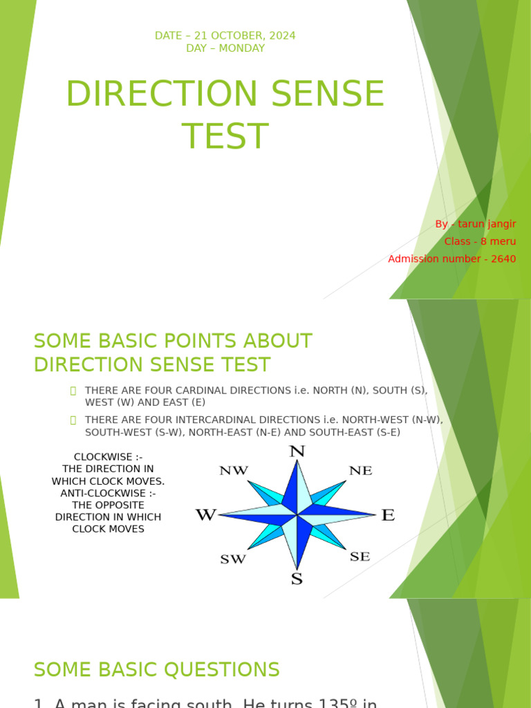 Direction Sense Test for Class 8 | PDF | Social Science