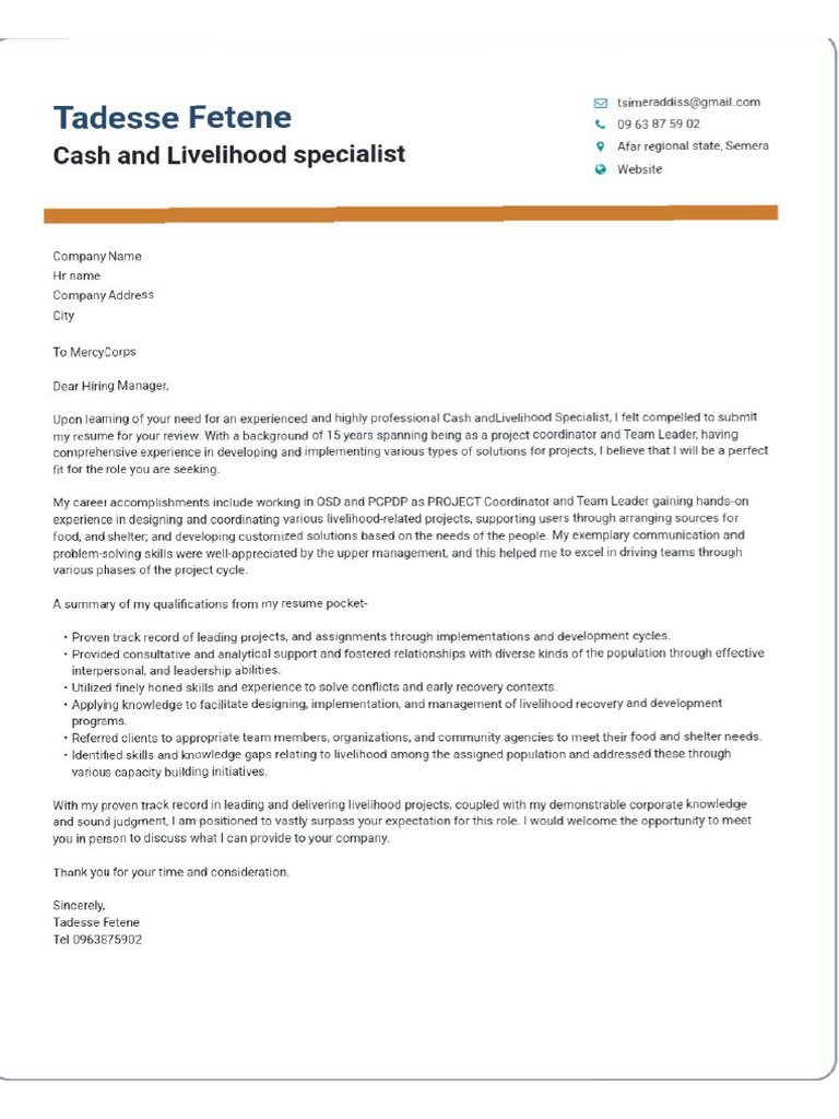 Cash and Livelihood Specialist | PDF