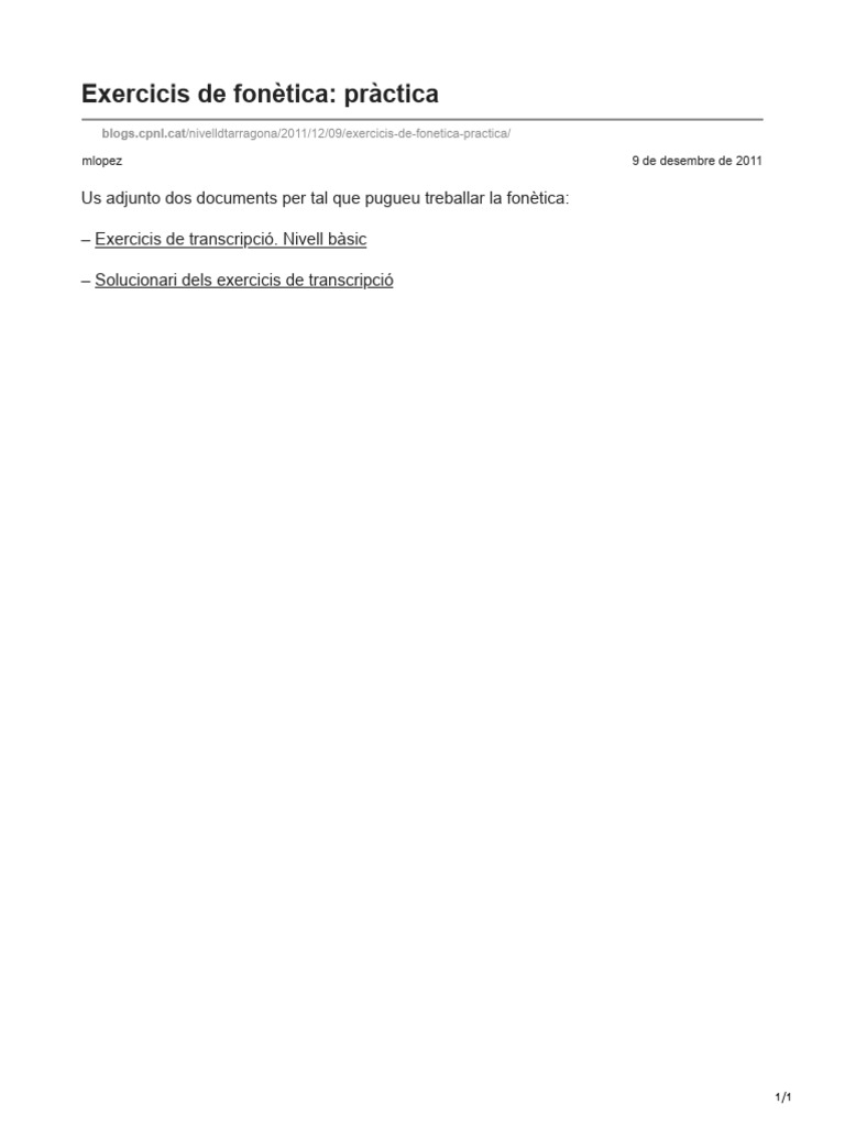 Blogs - cpnl.Cat-Exercicis de Fonètica Pràctica | PDF