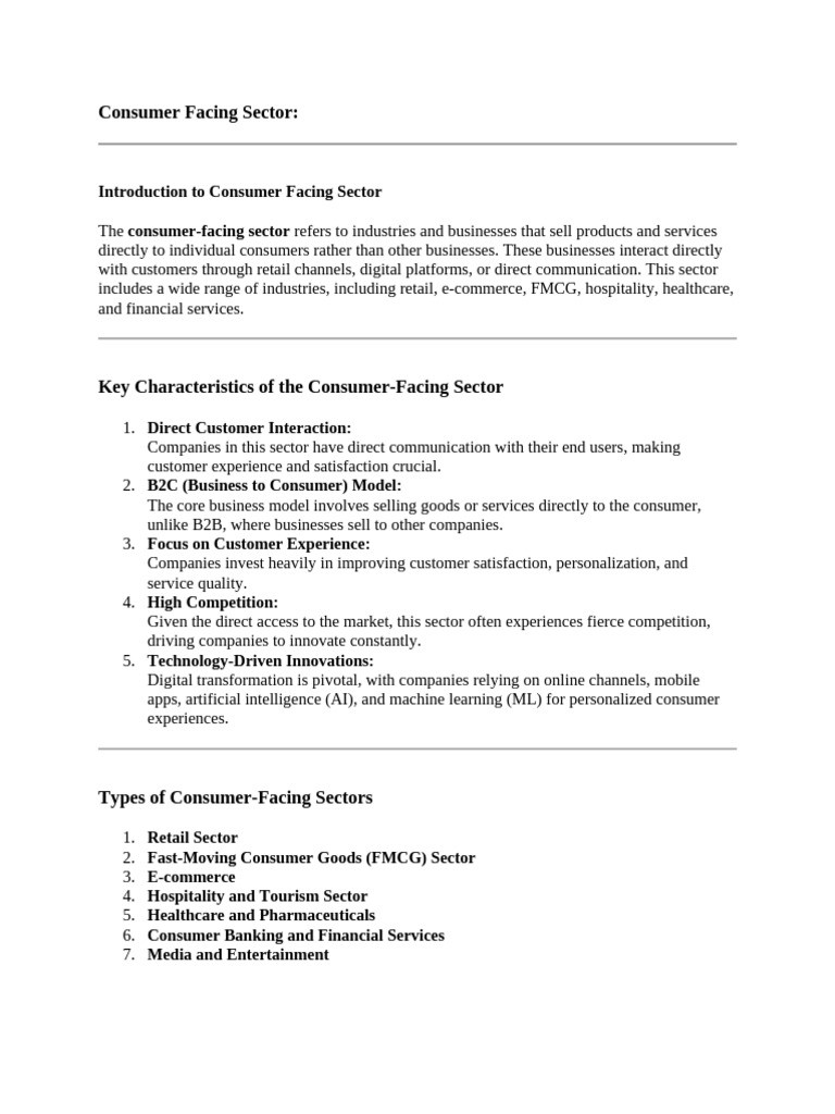 Consumer Facing Sector | PDF | Retail | E Commerce