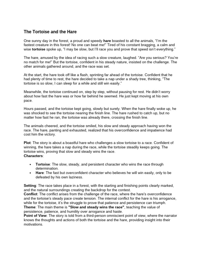 The Tortoise and The Hare | PDF | Narration