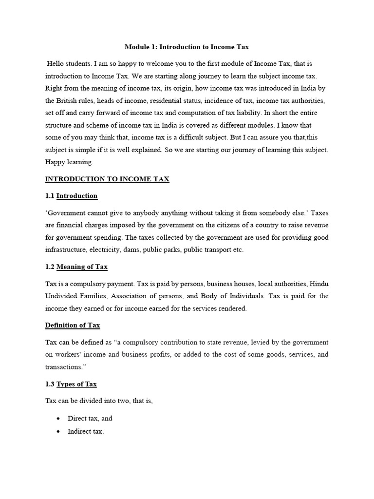 Introduction To Income Tax | PDF | Taxes | Income Tax