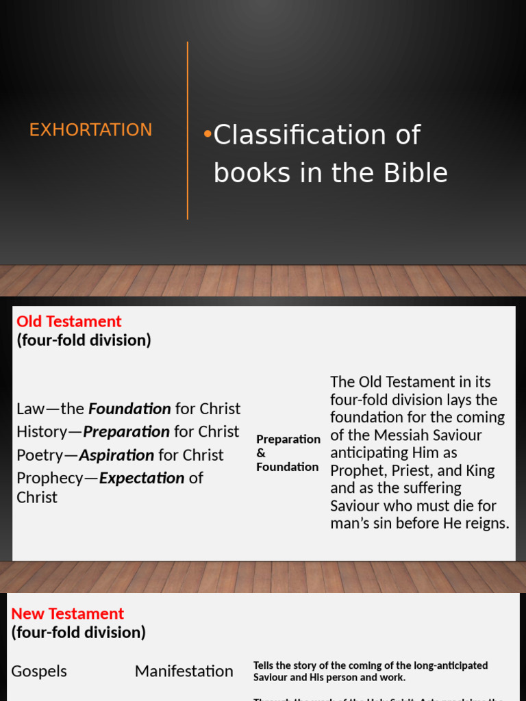 4 Exhortation - Classification of Books in The Bible | PDF | Jesus ...