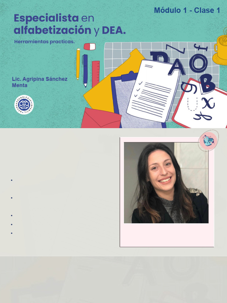 Curso Especialista en Alfabetizacion y DEA - Modulo 1 - Clase 1-Presentacion | PDF | Palabra ...