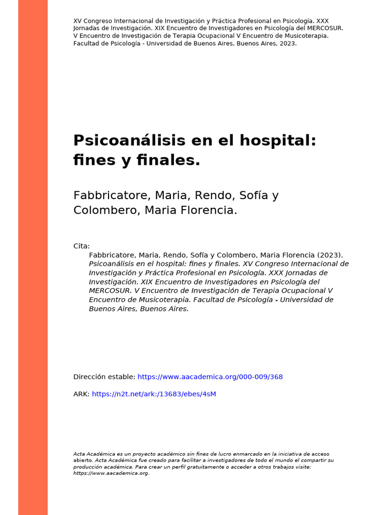 Fabbricatore, Maria, Rendo, Sofía y (... ) (2023) - Psicoanálisis en El ...