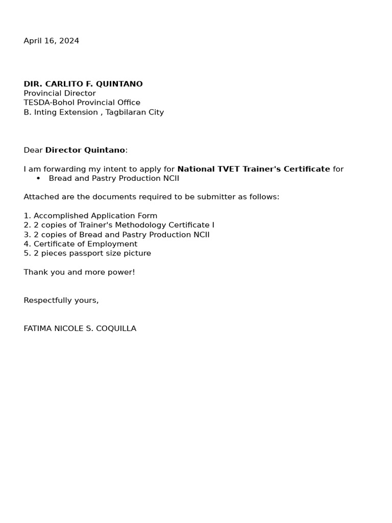 NTTC Letter of Intent | PDF | Business | Finance & Money Management