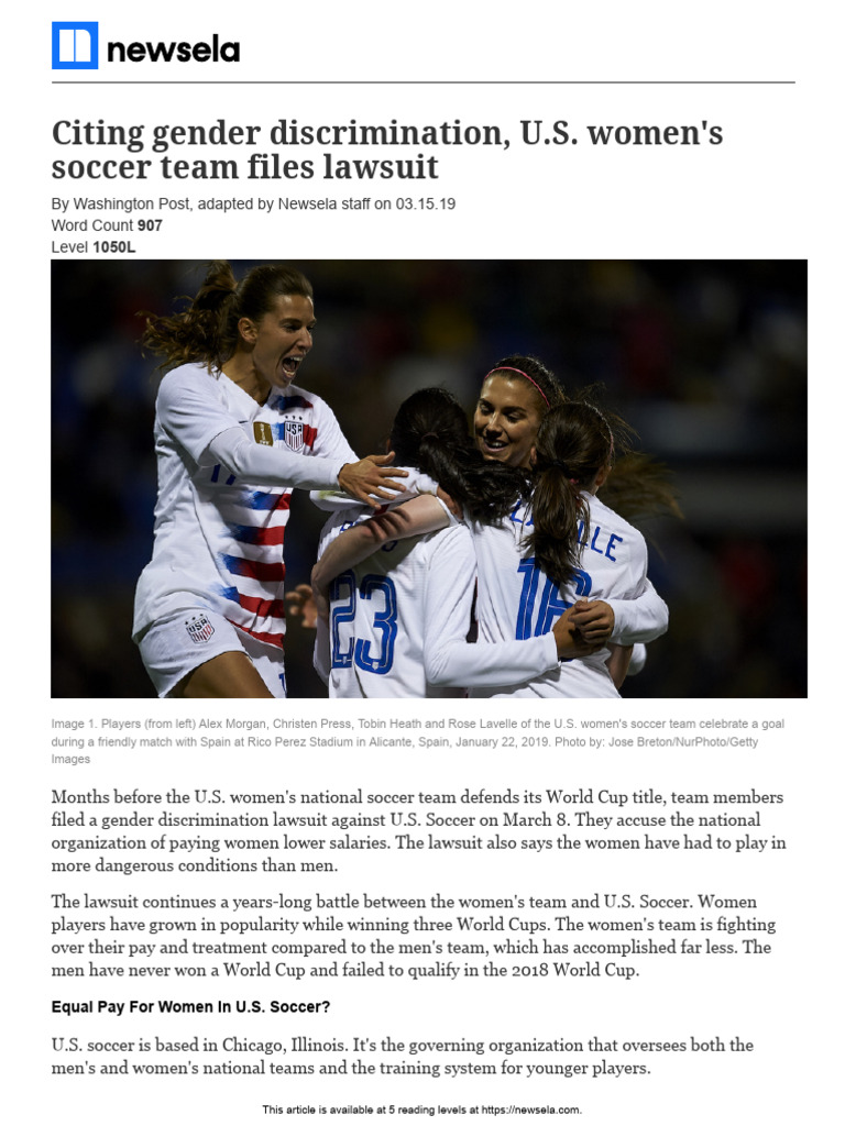 Womens Soccer Gender Discrimination 50195 Article - and - Quiz | PDF ...