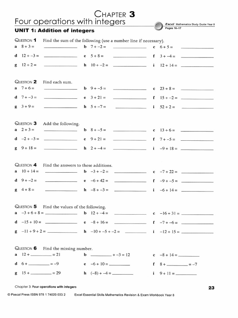 Four Operations With Integers | PDF
