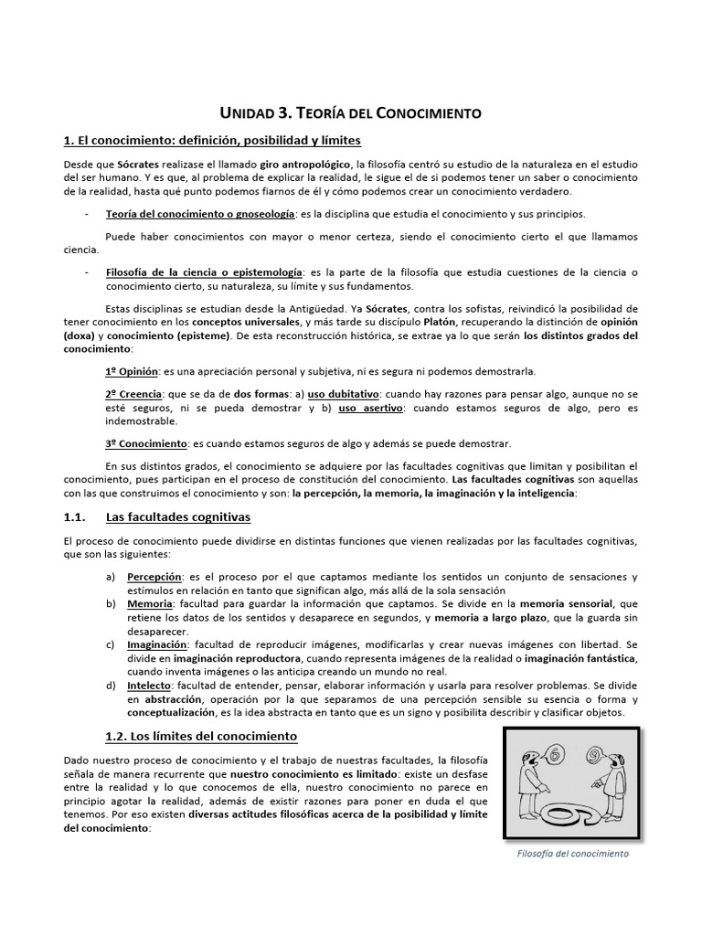 Ud3 - Teoría Del Conocimiento | PDF | Conocimiento | Metafísica