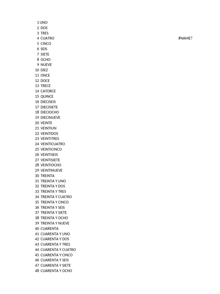 Números del 1 al 300 en Letras | PDF | Números