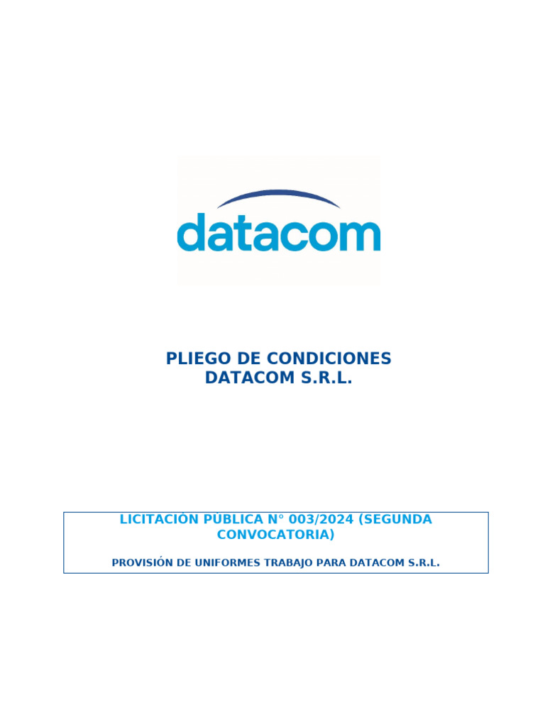 Licitación Uniformes DATACOM 2024 | PDF | Negocios | Finanzas y dinero