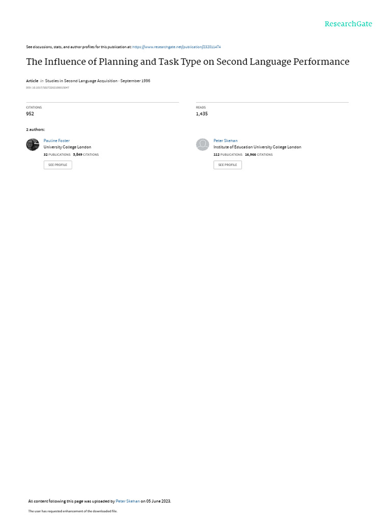 Planning and Task Type in Language Learning | PDF | Clause | Fluency