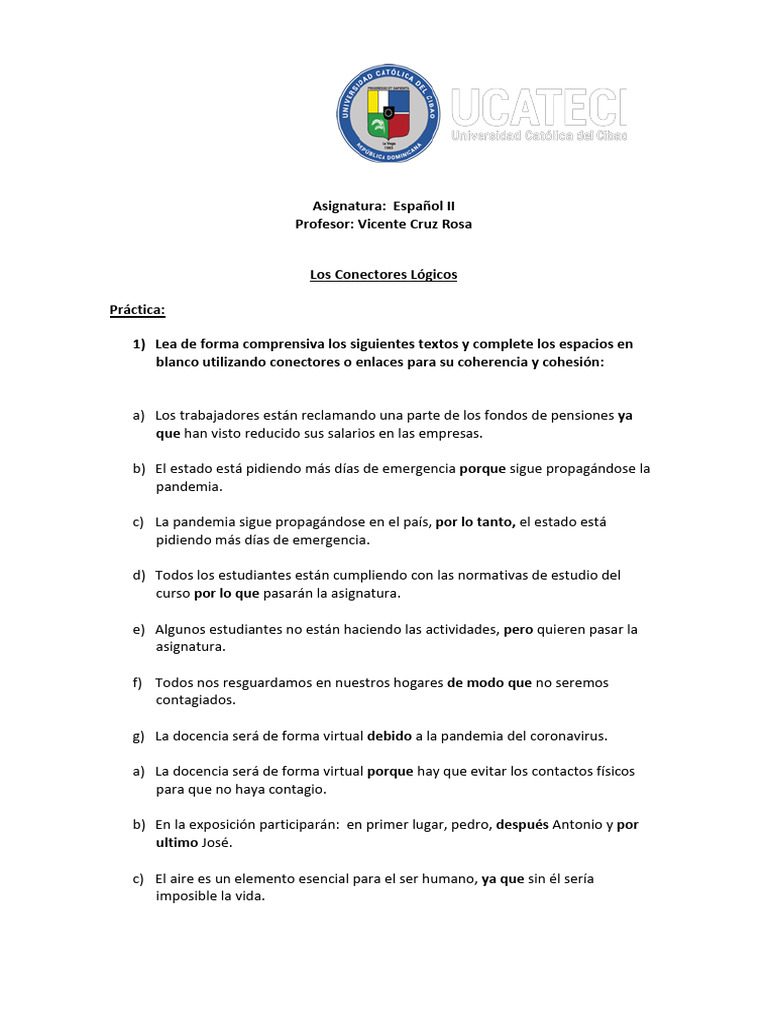 Práctica Los Conectores Lógicos | PDF