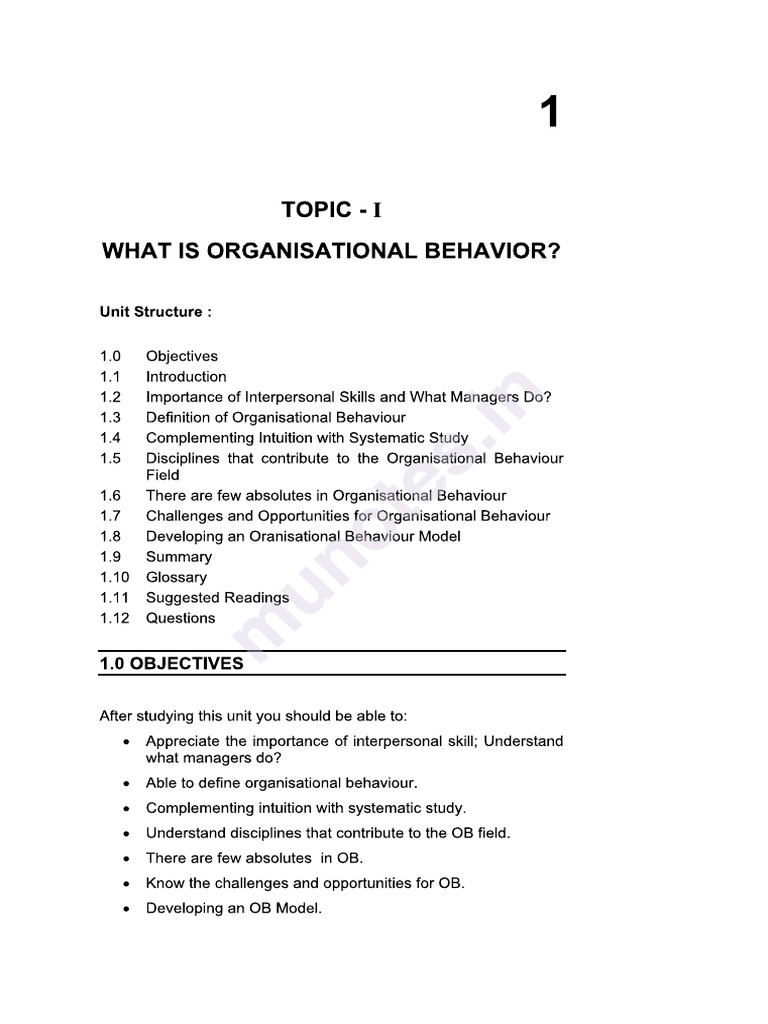 Psychology of Human Behavior at Work Paper I (English Version ...