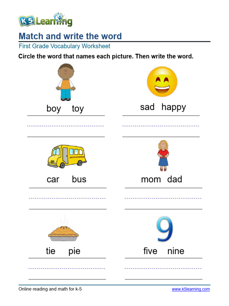 grade-1-write-words-pictures-3 | PDF